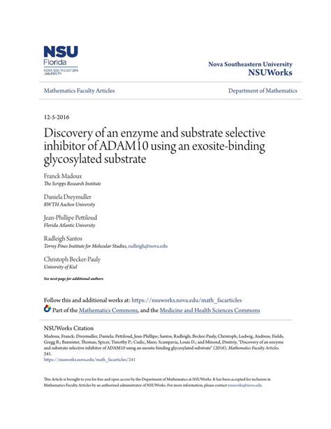 Pdf Discovery Of An Enzyme And Substrate Selective Inhibitor
