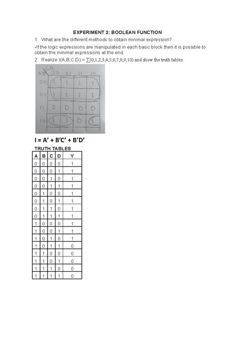 Laboratory Activity 2 Boolean Function Simplification And Truth Tables