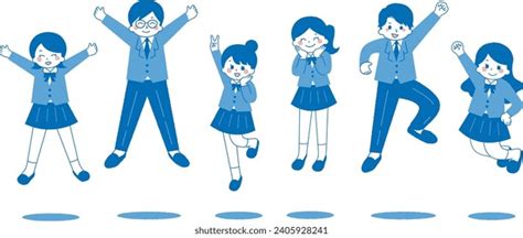 Female Male Students Jumping Stock Vector Royalty Free 2405928241