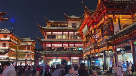 Vibrant Nightlife At Yu Garden Shanghai Free Stock Video Footage