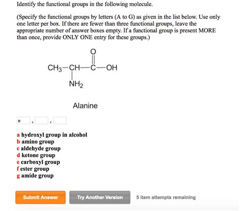 Solved Identify The Functional Groups In The Following Chegg Com