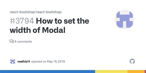 How To Set The Width Of Modal · Issue 3794 · React Bootstrapreact Bootstrap · Github