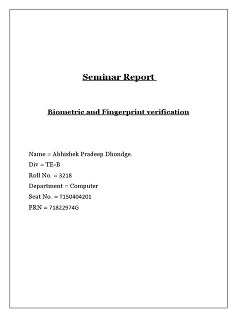 Biometric Seminar Report Pdf Biometrics Authentication