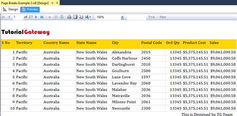 Insert Page Breaks In Ssrs Report
