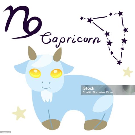 Steinbock Tierkreis Zeichen In Cartoonstil Isoliert Auf Weißen