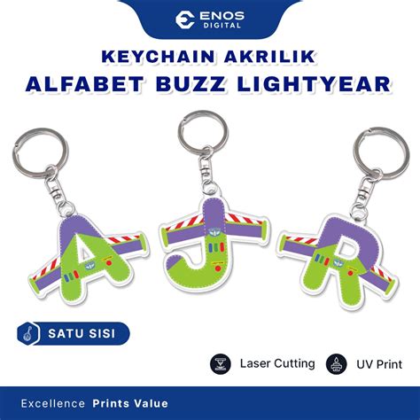 Jual Keychain Acrylic Alphabet Buzz Lightyear Gantungan Kunci Akrilik