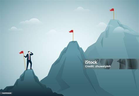 성공에 대한 야망 및 목표 달성 경력 성장 또는 비즈니스 목표 승리에 대한 도전 성취 또는 승리 등산에 대한 스톡 벡터 아트 및 기타 이미지 Istock