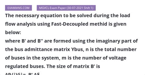 The Necessary Equation To Be Solved During The Load Flow Analysis Using