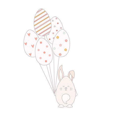 Premium Vector Cute Easter Bunny With Balloons Like Eggs Vector