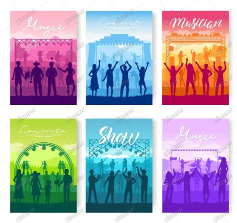 6 وکتور پوستر کنسرت موسیقی وکتور پس زمینه موسیقی و فستیوال موسیقی