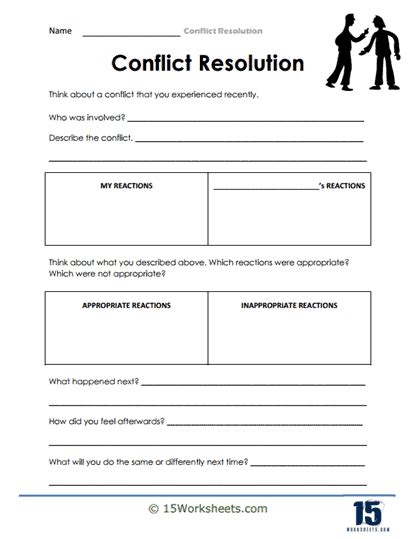 Conflict Resolution Worksheets For Adults Conflict Resolution