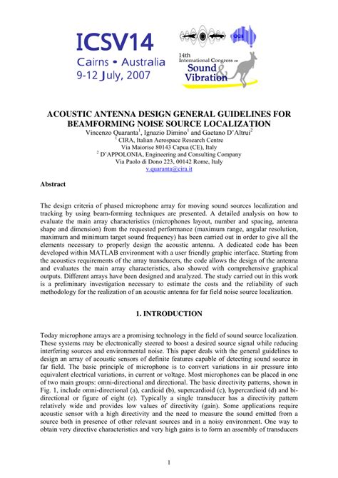 pdf acoustic antenna design general guidelines for beamforming noise