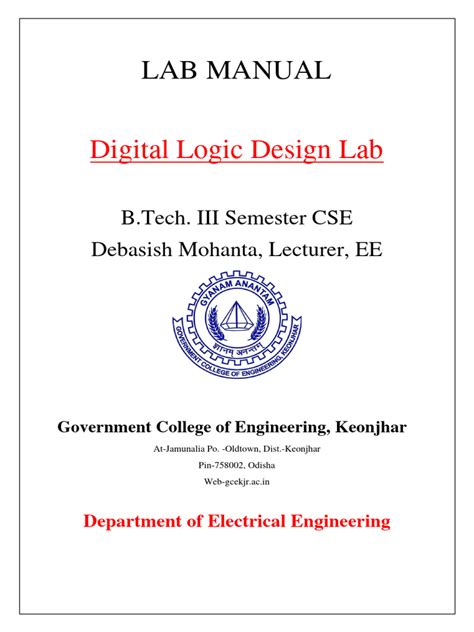 Digital Logic Design Lab Manual Pdf Logic Gate Electronic Circuits