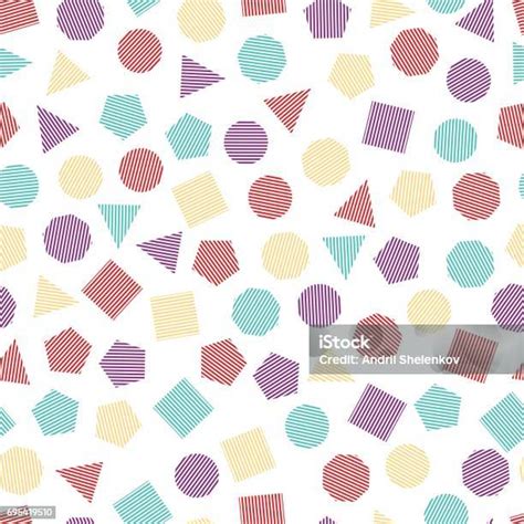 다 색된 사각형 삼각형 원형 오각형 육각형 및 조직과 엽서에 대 한 Heptagons와 함께 완벽 한 기하학적 패턴입니다 고풍스런에 대한 스톡 벡터 아트 및 기타 이미지