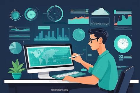Premium Ai Image Data Monitoring Illustration Designed In Flat Style