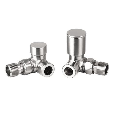Redroom Corner Round Brushed Nickel Radiator Valve Pack Low Price