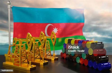 아제르바이잔의 석유 시장 금과 금속 배럴로 만든 오일 펌프 석유 생산 저장 및 가치의 개념 배경에 아제르바이잔 국기입니다 3d 렌더링 0명에 대한 스톡 사진 및 기타 이미지