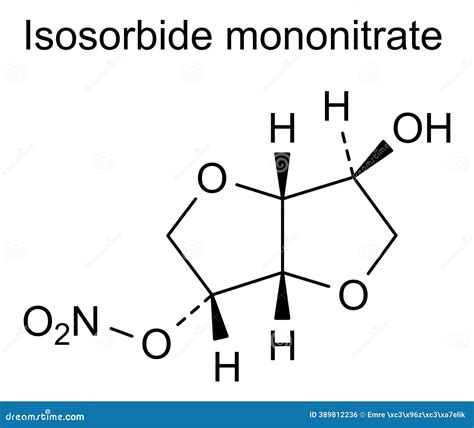 Isosorbide Mononitrate Molecule Skeletal Chemical Formula Paper Packaging For Drugs Vector