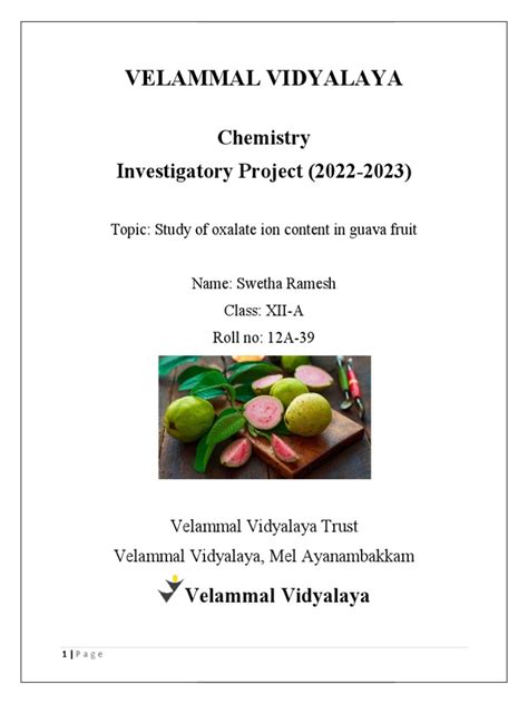 Analysis Of Oxalate Ion Content In Guava Fruit At Different Stages Of Ripening Pdf Titration