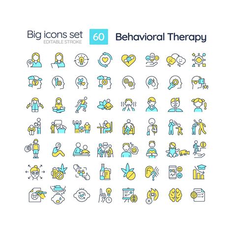 2d Editable Multicolor Big Line Icons Set Representing Behavioral Therapy Isolated Vector