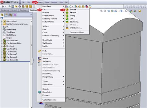 Making The Cut Extrude Use Offset Solidworks Autocad Unigraphics Design