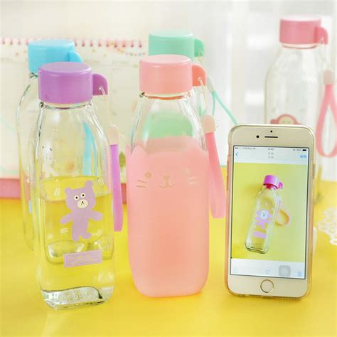 Cute Cartoon Water Bottles Glass Lemon Cup My Drink Bottle For Water