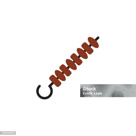 꼬치 아이콘에 바베큐 평면 디자인 Shish 케밥 고립 된 벡터 그림 고기에 대한 스톡 벡터 아트 및 기타 이미지 고기 구이 굽기 Istock