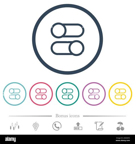 Horizontal Toggle Switches Outline Flat Color Icons In Round Outlines 6 Bonus Icons Included