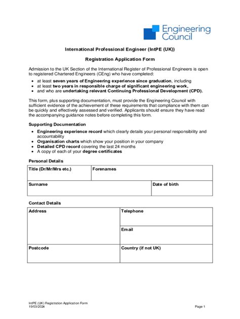 Fillable Online International Professional Engineer Application Form Fax Email Print Pdffiller