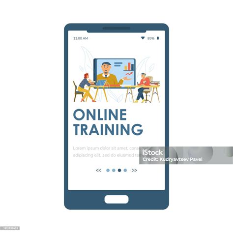 웹비나 플랫 벡터 일러스트레이션에서 사람들과 온라인 교육 모바일 페이지 교육 강좌에 대한 스톡 벡터 아트 및 기타 이미지 교육 강좌 웹 회의 전화 Istock