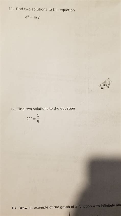 Solved 11 Find Two Solutions To The Equation Ex In Y 12 Chegg Com