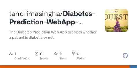 GitHub Tandrimasingha Diabetes Prediction WebApp StreamLit The