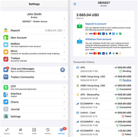 deposits and withdrawals accounts metatrader 5 for iphone