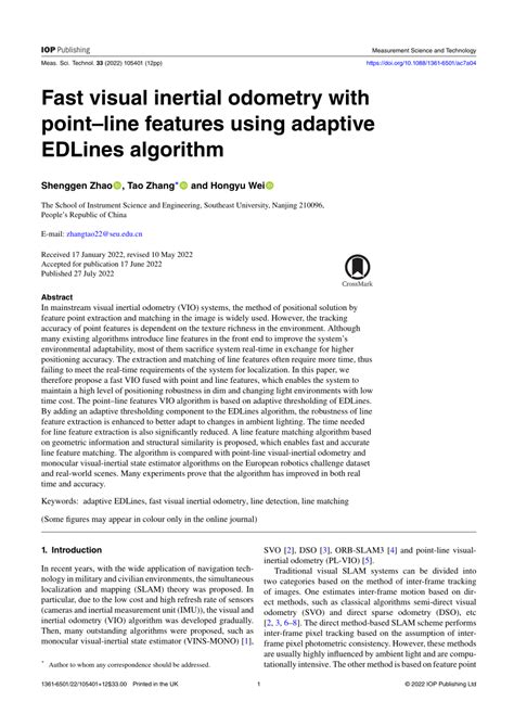 Fast Vio With Point Line Features Using Adaptive Edlines Algorithm Request Pdf