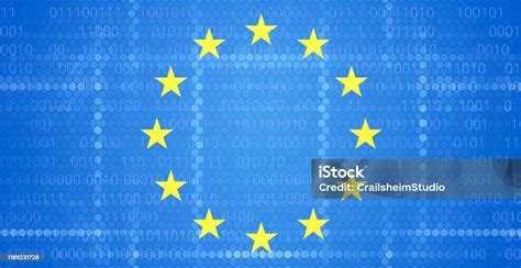 육각형 및 이진 코드 구조 3d일러스트와 유럽 배경 디자인 유럽 연합에 대한 스톡 사진 및 기타 이미지 유럽 연합 디지털 화면 유럽 Istock