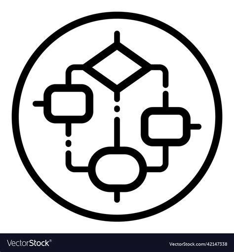 Algorithm Tree Circle Flat Icon Isolated On White Vector Image