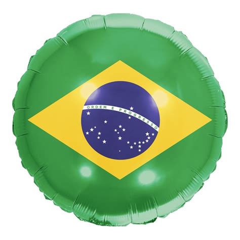 Balão Metalizado Redondo Bandeira Do Brasil 45cm 16 Polegadas Shopee Brasil