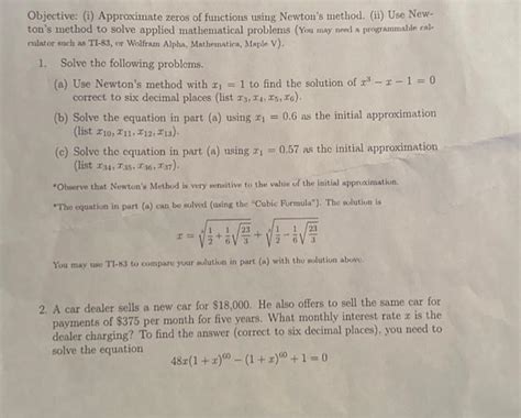 Solved Objective I Approximate Zeros Of Functions Using Chegg