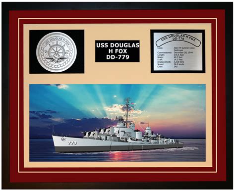 Uss Douglas H Fox Dd 779 Framed Navy Ship Display Burgundy Navy Emporium