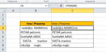 Tekstualne Funkcije Trim Proper Len Find Mid Left Right Rept Concatenate Excel
