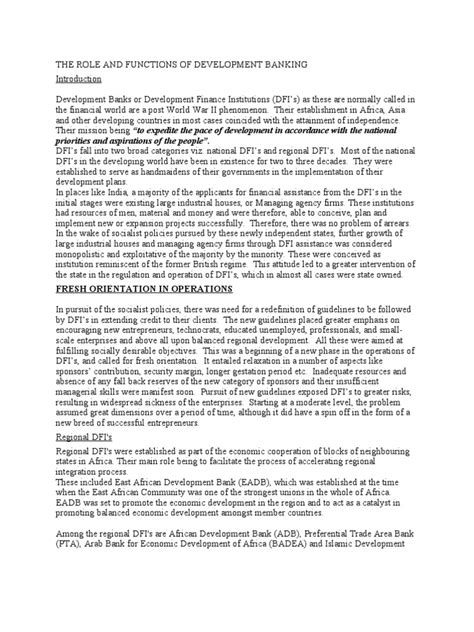 The Role And Functions Of Development Banking Pdf Reserve Bank Of India Central Banks