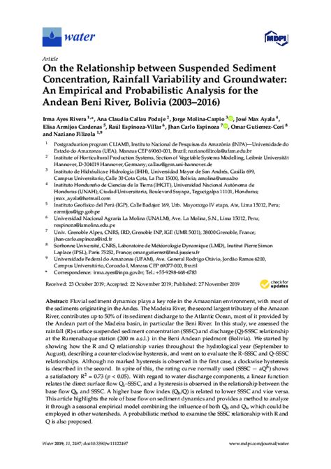 Pdf On The Relationship Between Suspended Sediment Concentration
