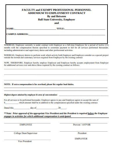 Addendum Contract Templates PDF