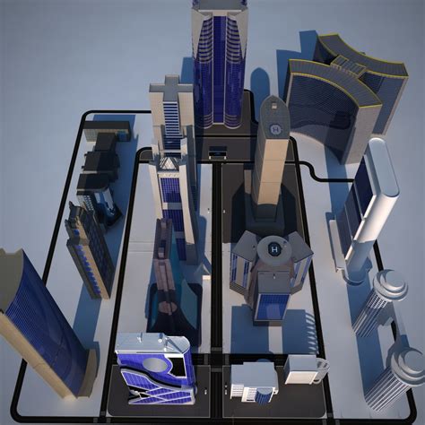 스카이 스크래퍼 세트 3d 모델 50 Max Free3d