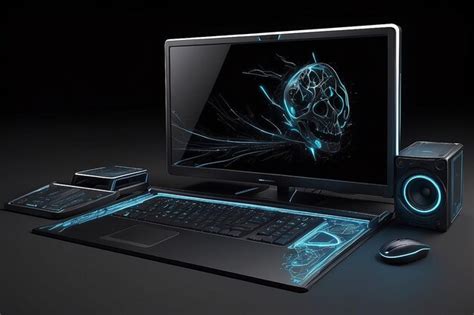 Premium Photo Computer Digital Drawing Dark Background 3d Rendering