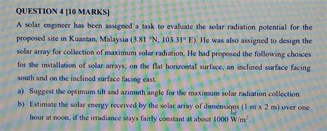 Solved QUESTION MARKS A Solar Engineer Has Been Chegg