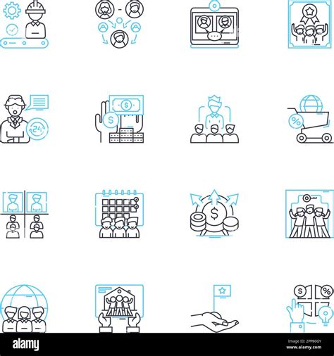 Business Hub Linear Icons Set Nerking Workspace Collaboration Innovation Startups