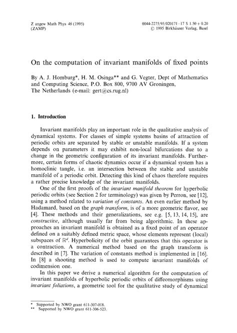 Pdf On The Computation Of Invariant Manifolds Of Fixed Points