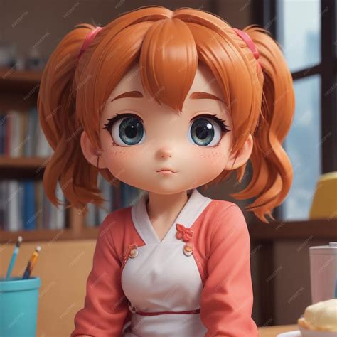 Premium Photo Adorable 3d Kawaii Anime Girl Character In Cute Pose