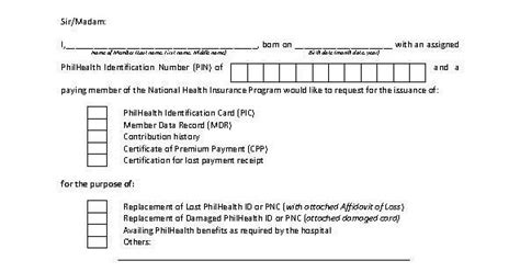 Philhealth 101 Sample Philhealth Request Letter